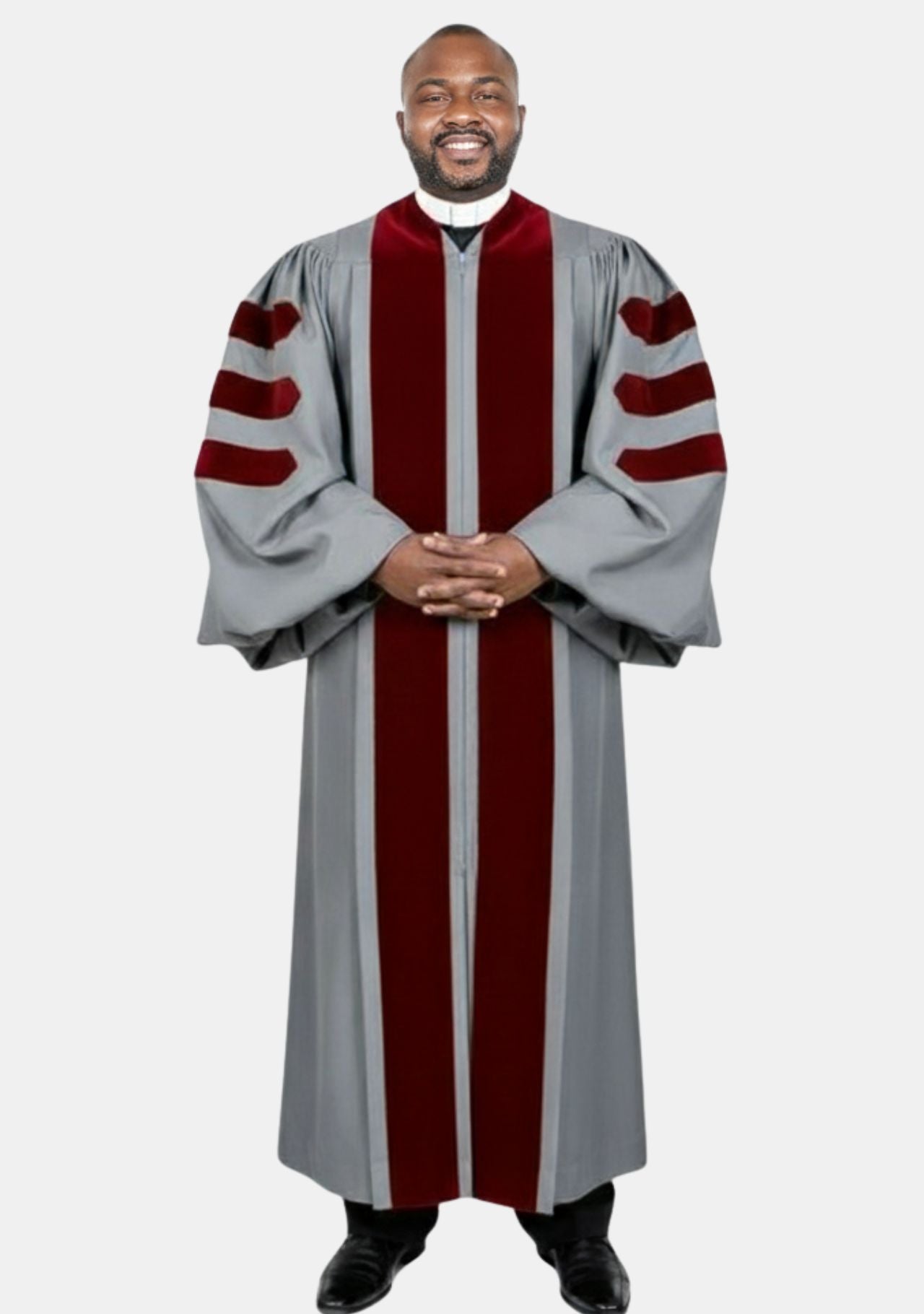 Pulpit Robe for Men Gray and Red Doctoral Bars – eClergys