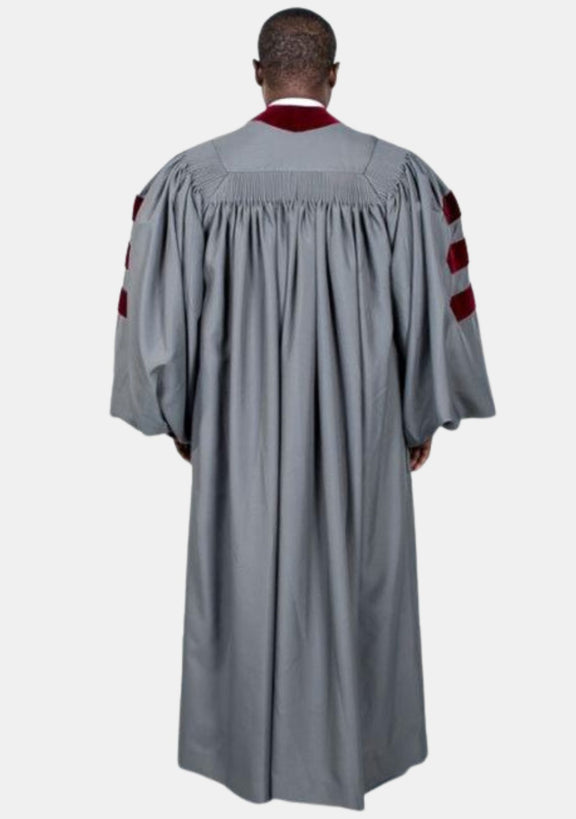 Pulpit Robe for Men Gray and Red Doctoral Bars – eClergys