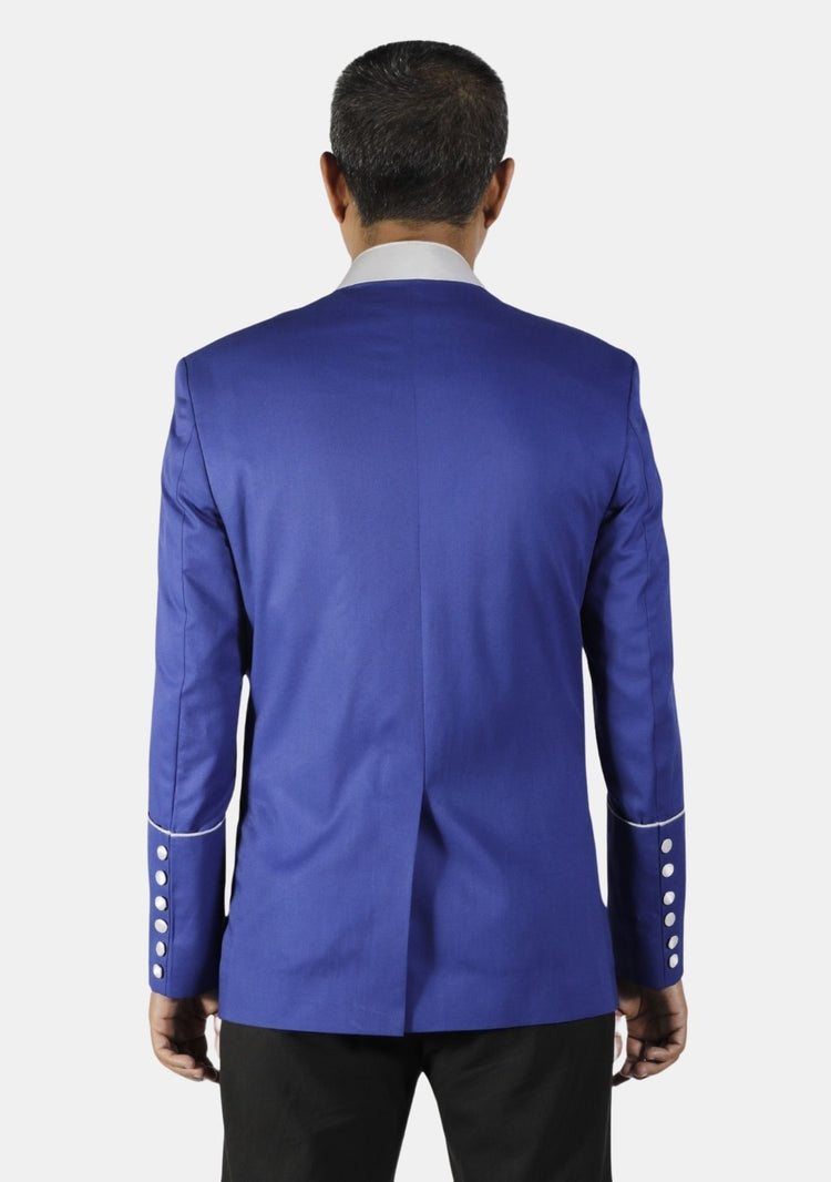 Royal Blue White Trimmed Pastor Jacket with 7 White Front Buttons ...