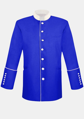 Royal Blue White Trimmed Pastor Jacket with 7 White Front Buttons ...