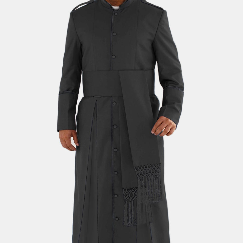 Clergy Robe for Men Black with Front & Back Pleats – eClergys