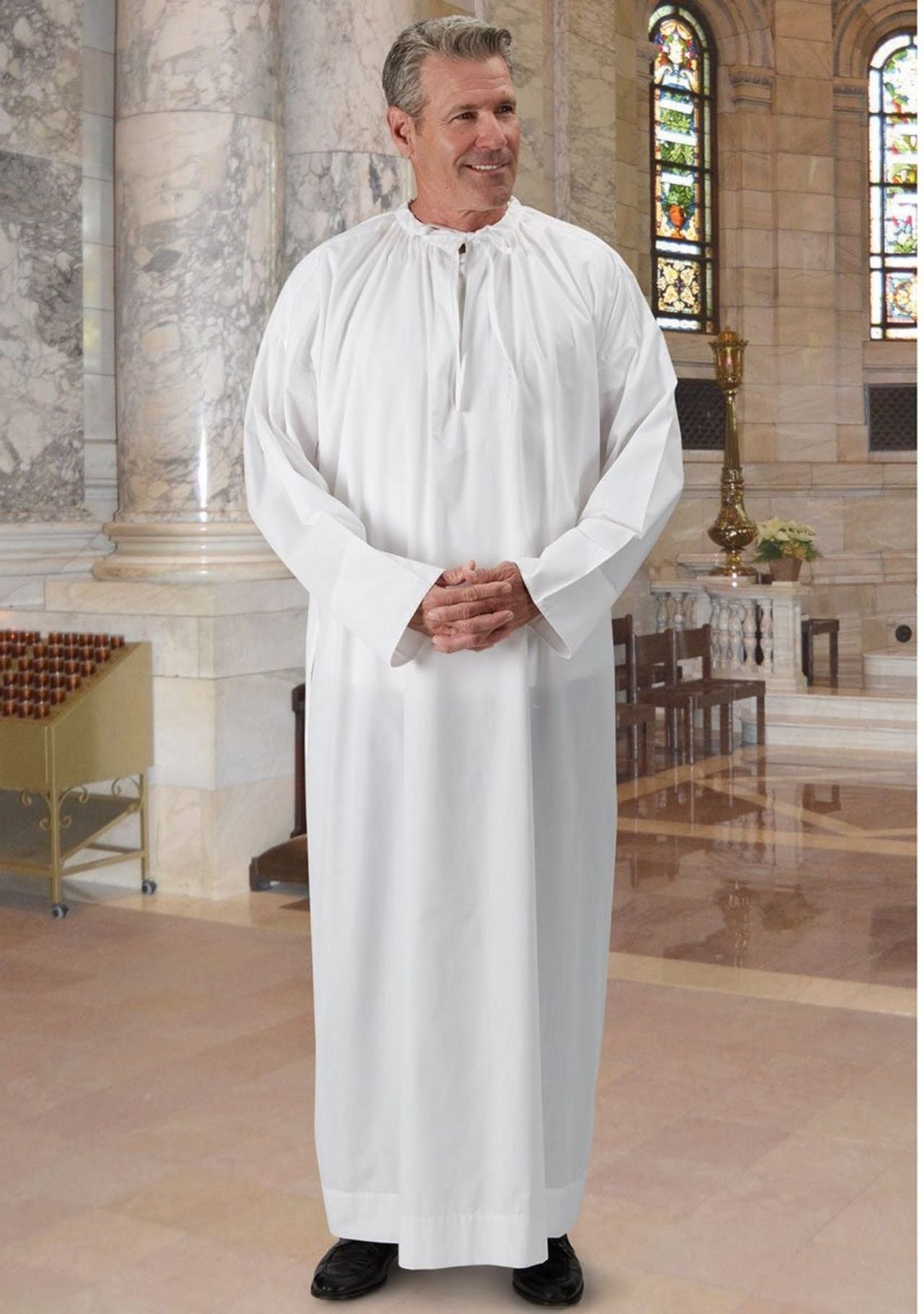Traditional Catholic Alb with Adjustable Cord Closer Collar – eClergys