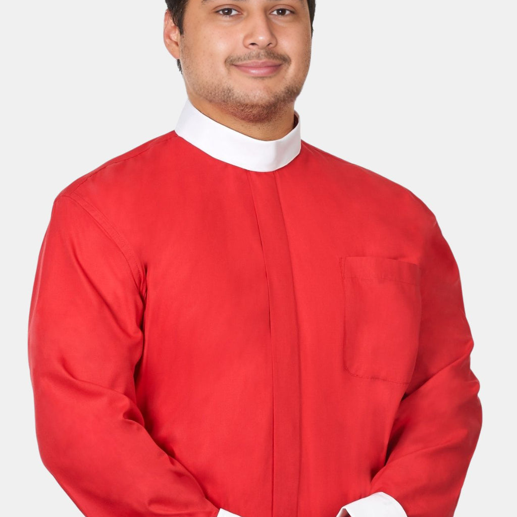 Full Collar Red eClergy's Long Sleeves Shirt With French Cuffs – eClergys