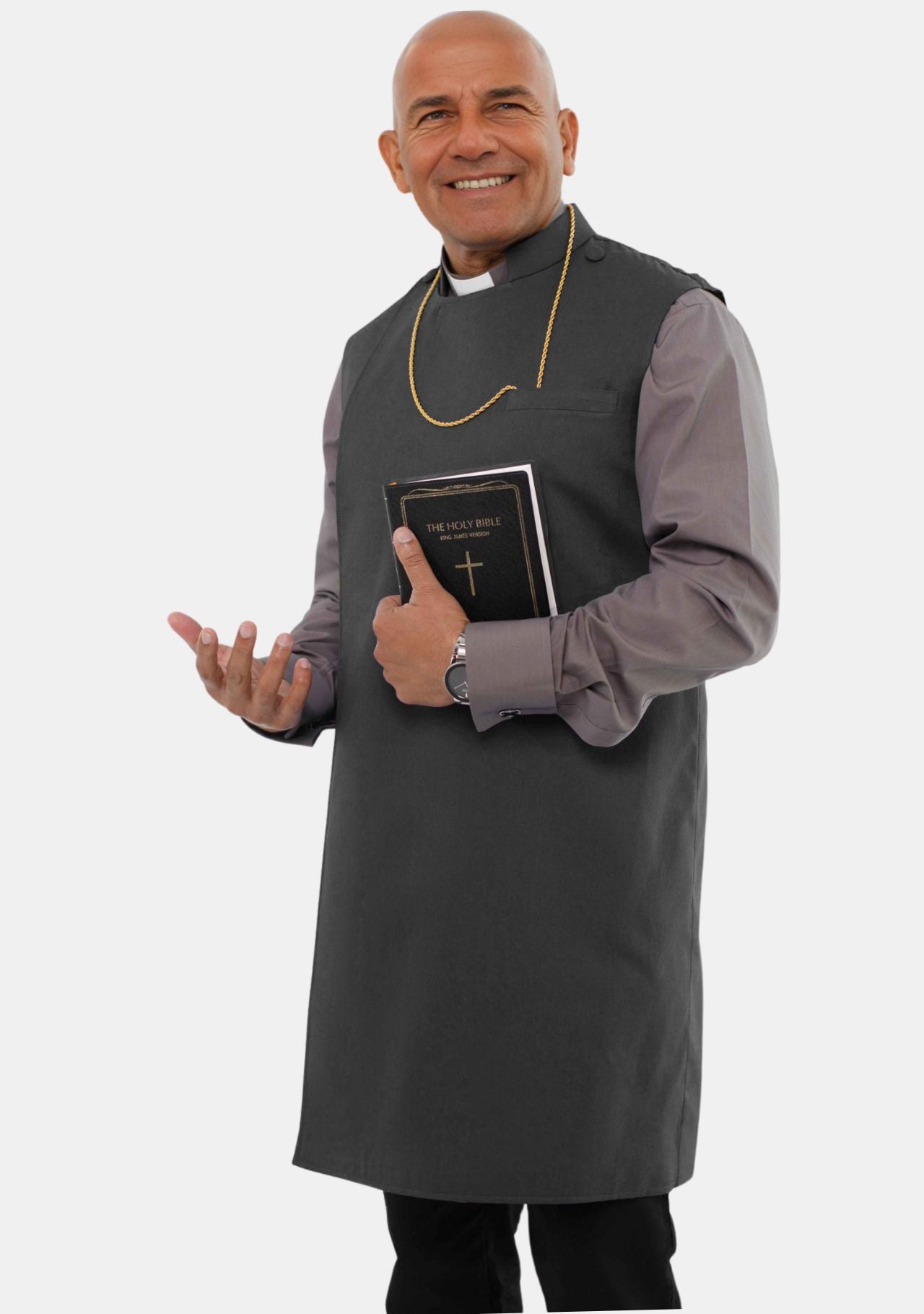 Clergy Balck Apron with Two Black Fabric Shoulder Buttons – eClergys