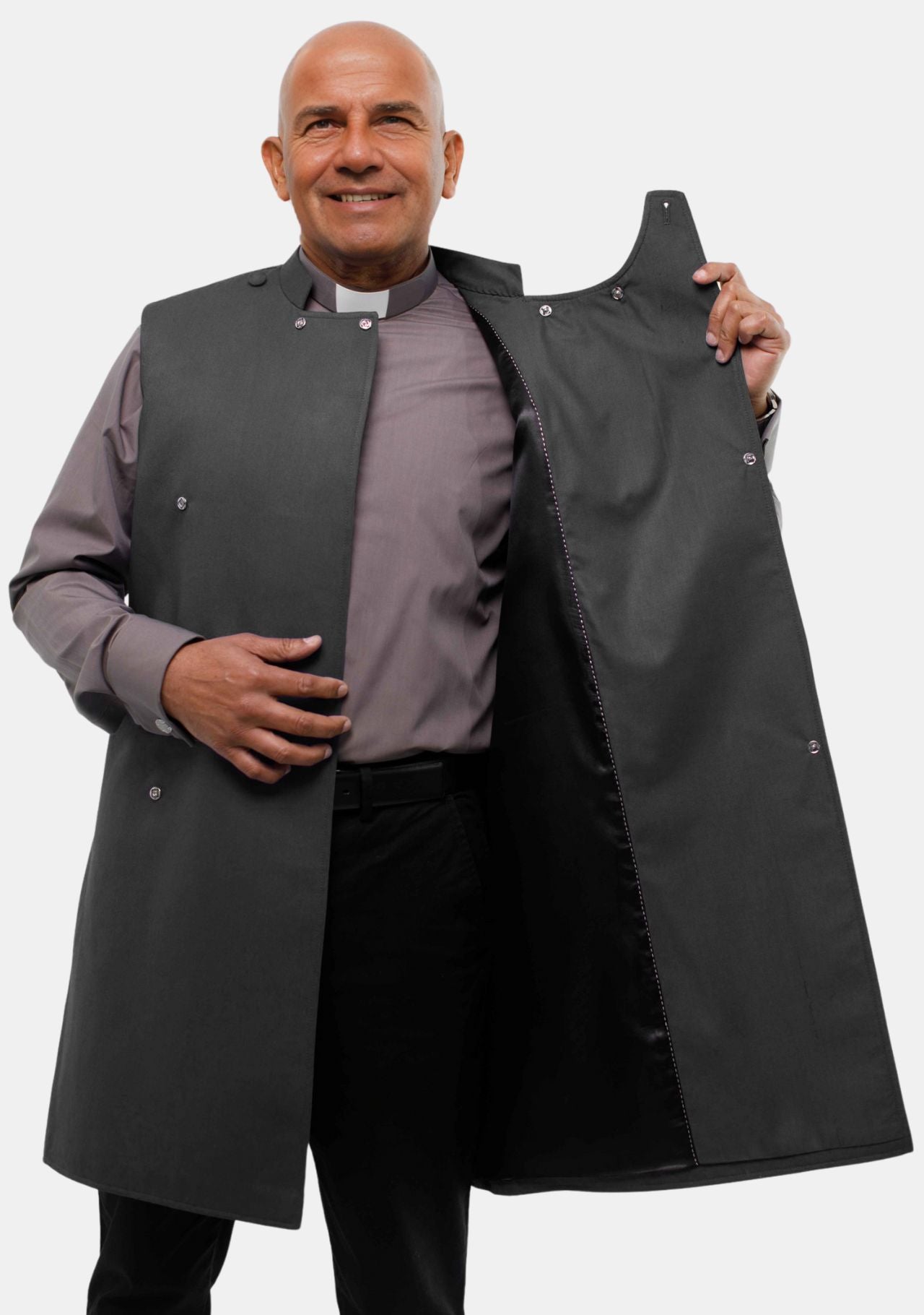 Clergy Balck Apron with Two Black Fabric Shoulder Buttons – eClergys