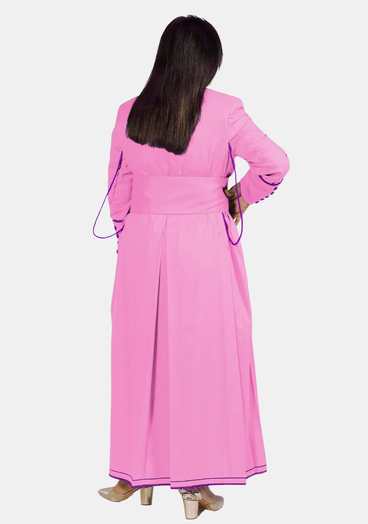 Pink with Roman Purple Women Cassock with 33 Fabric Covered Buttons ...