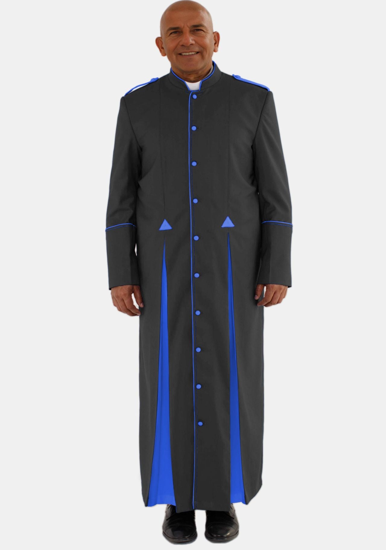 Clergy Robe for Men Black and Royal Blue Contrast 2 Pleats on Front ...