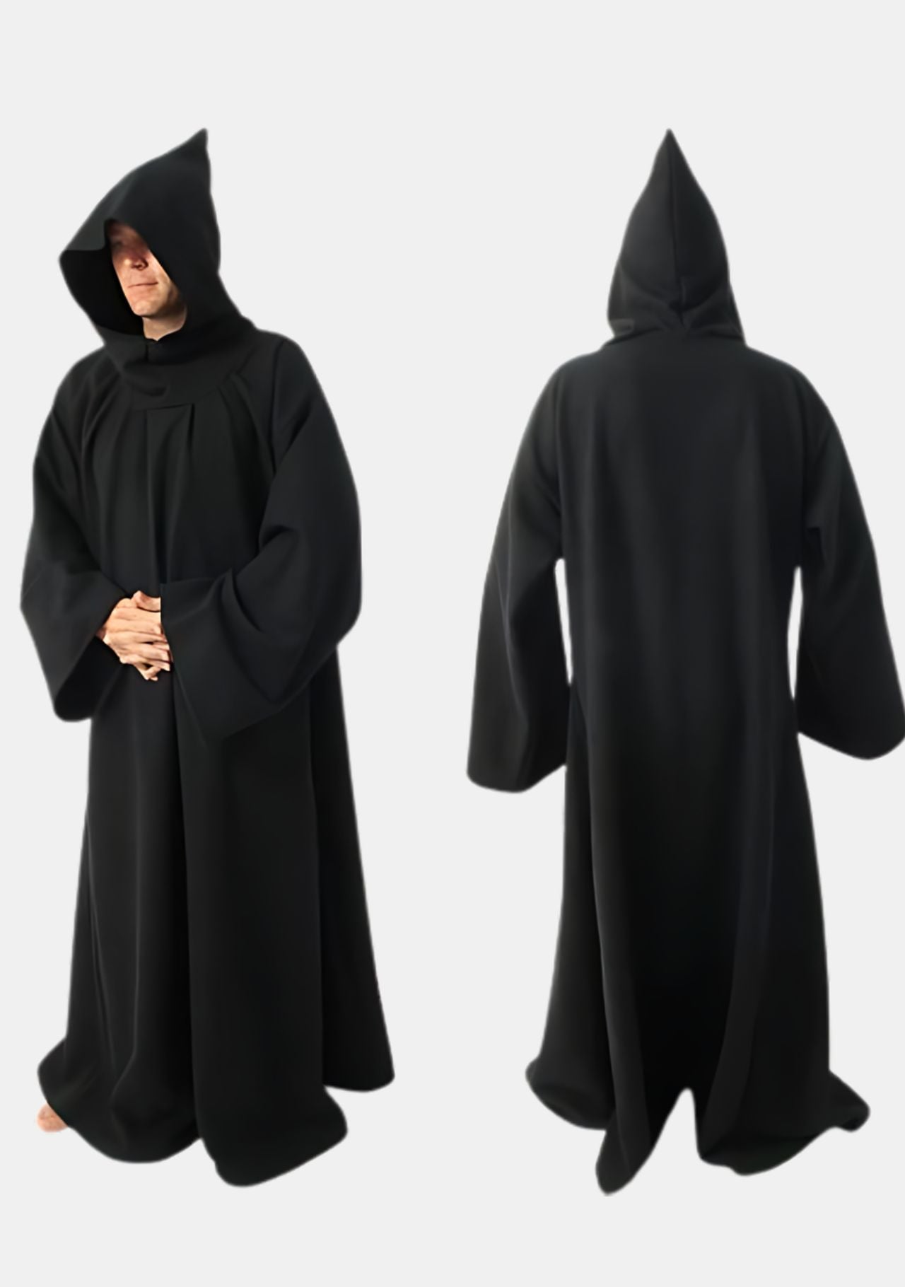 Practical eClergy's Black Monk Robe with Fixed Hood and Belt – eClergys