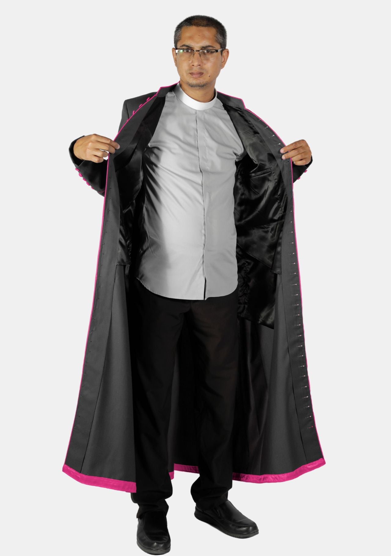 Bishop House Cassock with 33 Red-Purple Buttons – eClergys