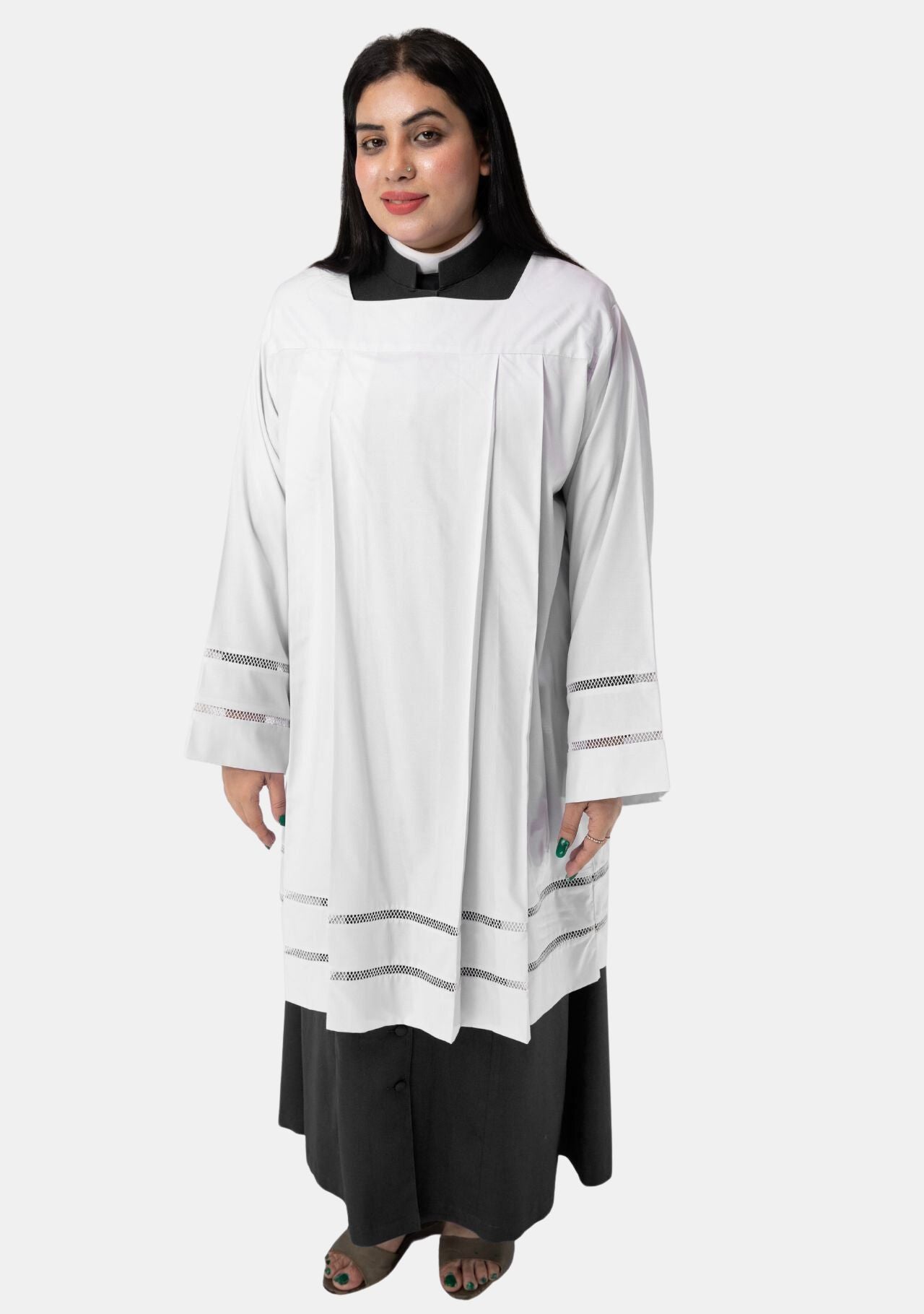 Traditional Lace Surplice for Cassocks with 4 Front Pleats – eClergys