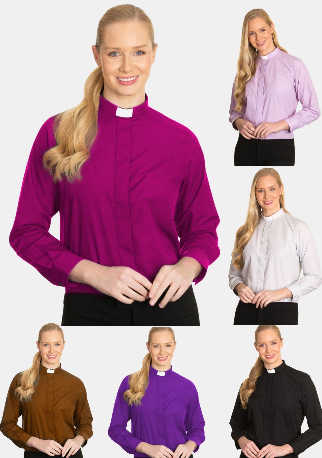 Ladies Tab Collar Clergy Shirt Long Sleeves in 6 Holy Colors – eClergys