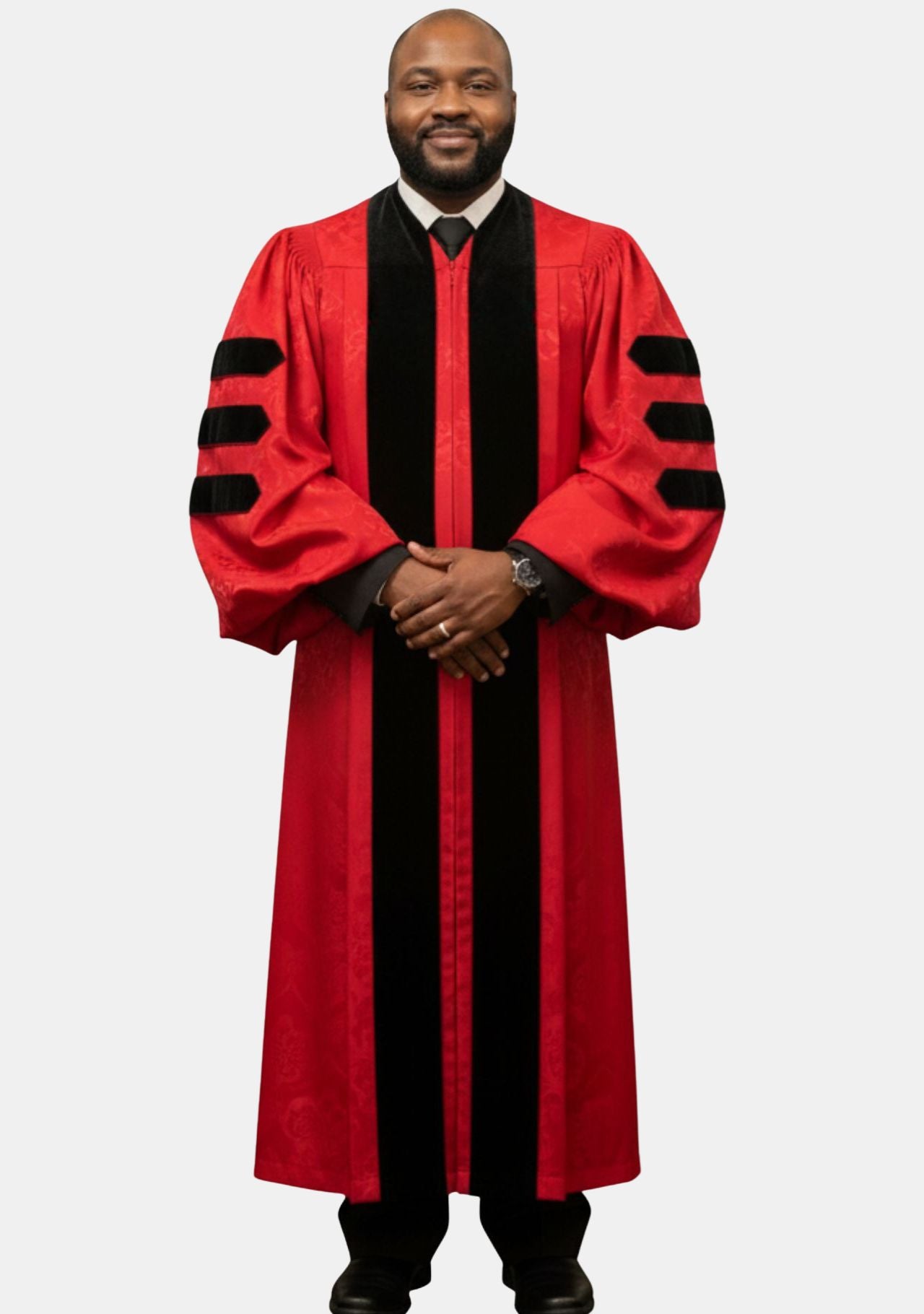 Pulpit Robe for Men Red and Black Doctoral Bars – eClergys