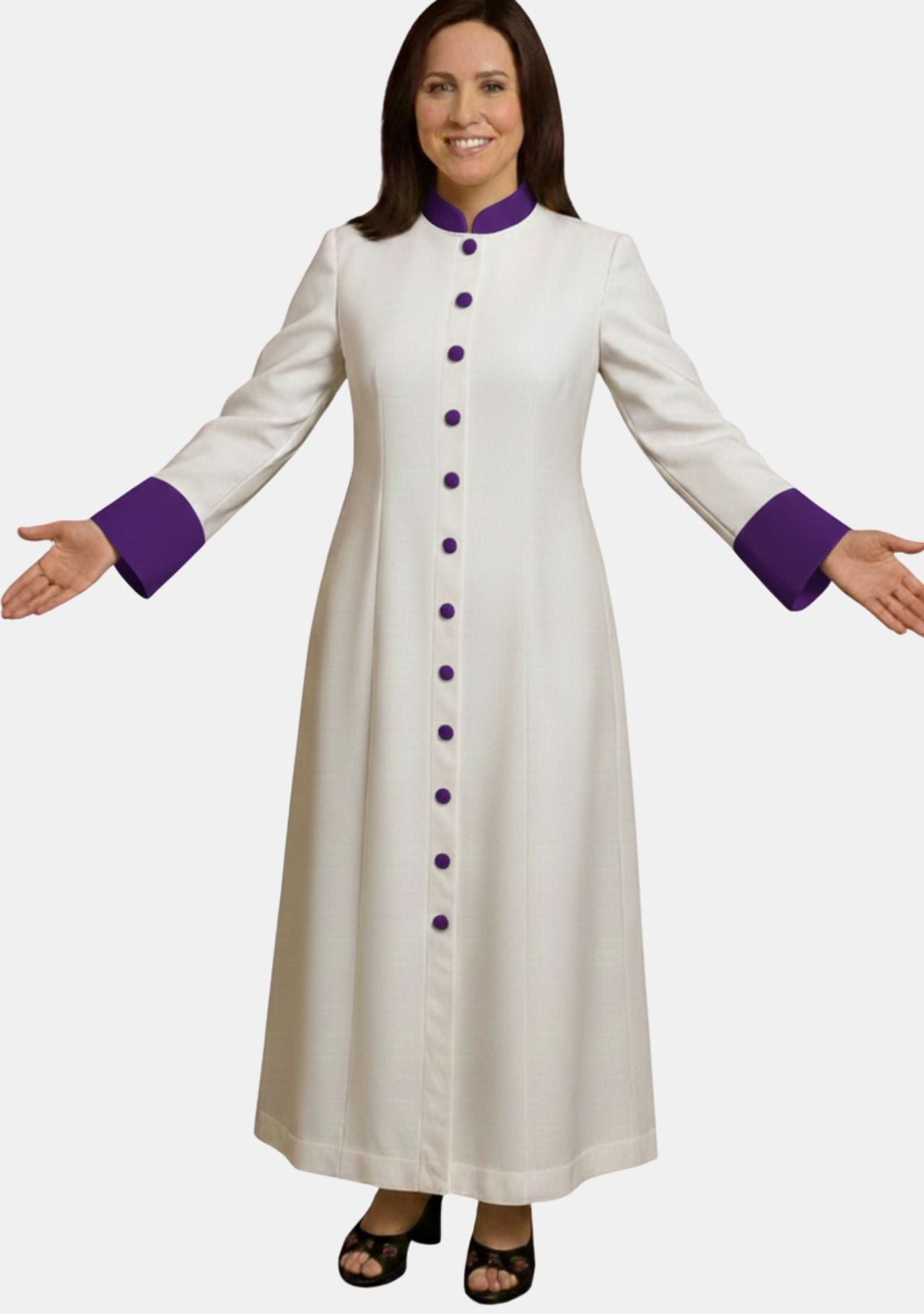 Lydia White with Roman Purple Women Clergy Robe – eClergys