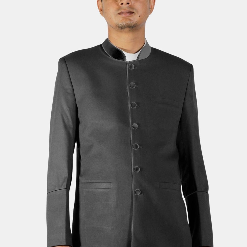 Black Clergy Jacket with 7 Black Front Buttons – eClergys