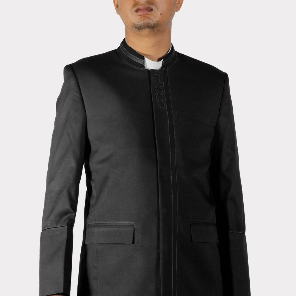 Black Preaching Modern Button Jacket with Stand-Up Collar – eClergys