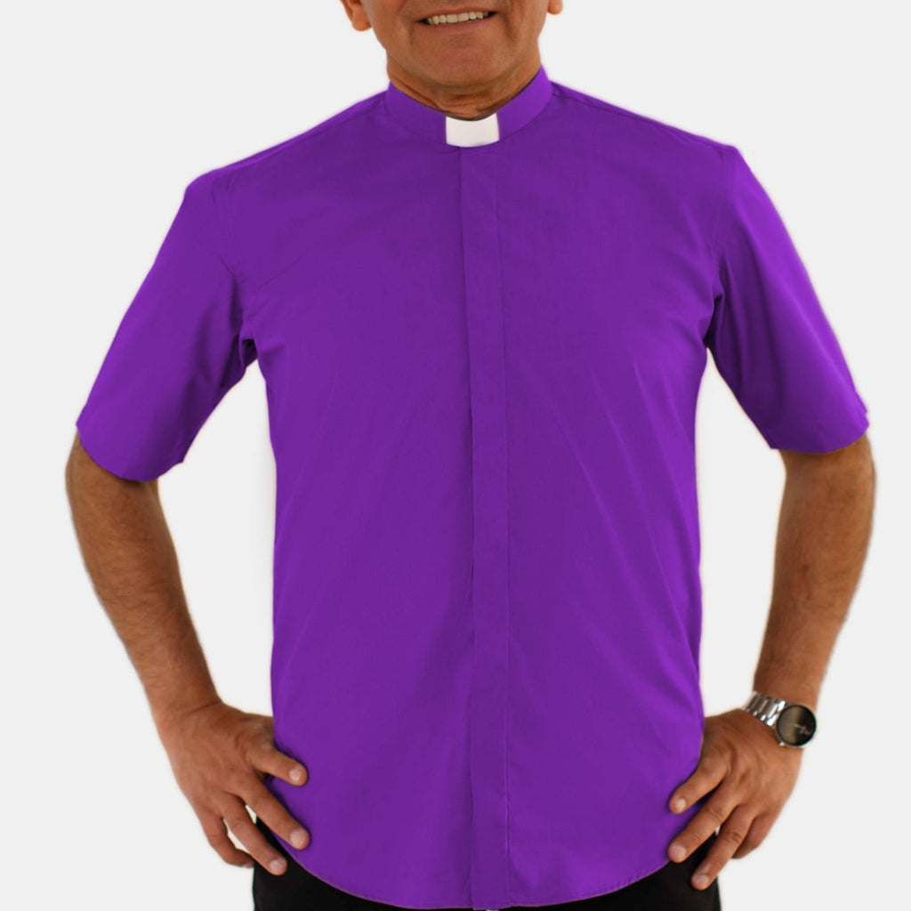 Roman Purple Tab Collar Clergy Shirt Short Sleeve for Men – eClergys