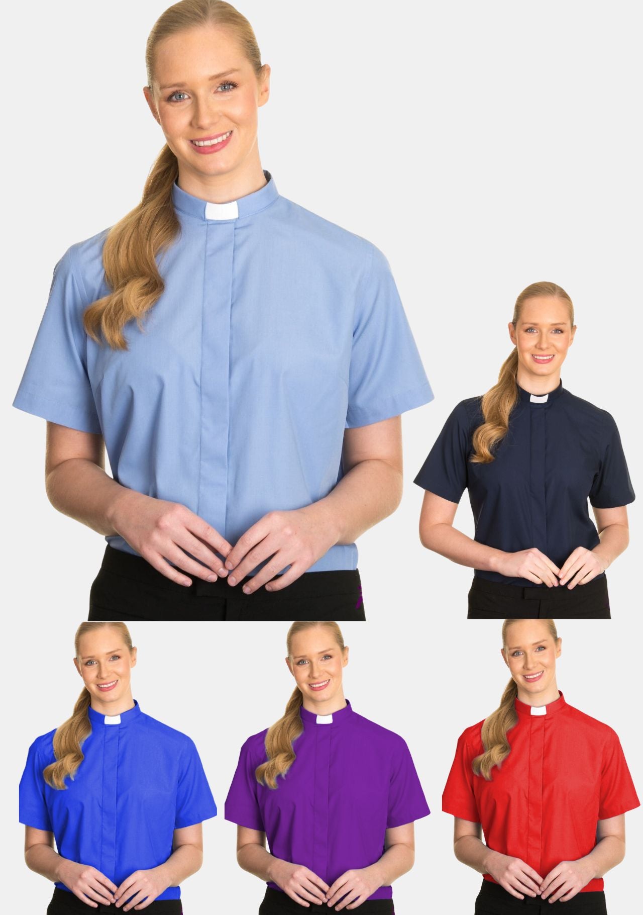 Short Sleeve Tab Collar Clergy Shirt Designed for Women Faith – eClergys