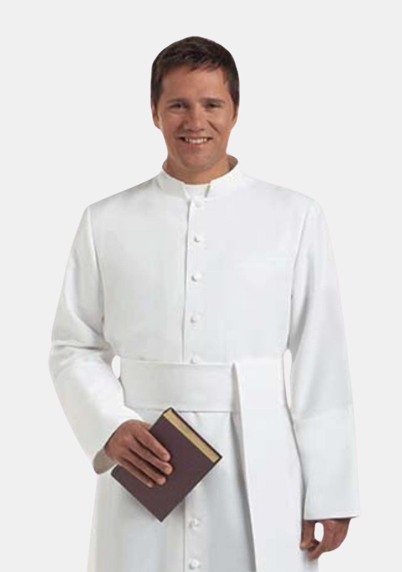 White Priest Robe With 14 Front Buttons For Men | eClergys™