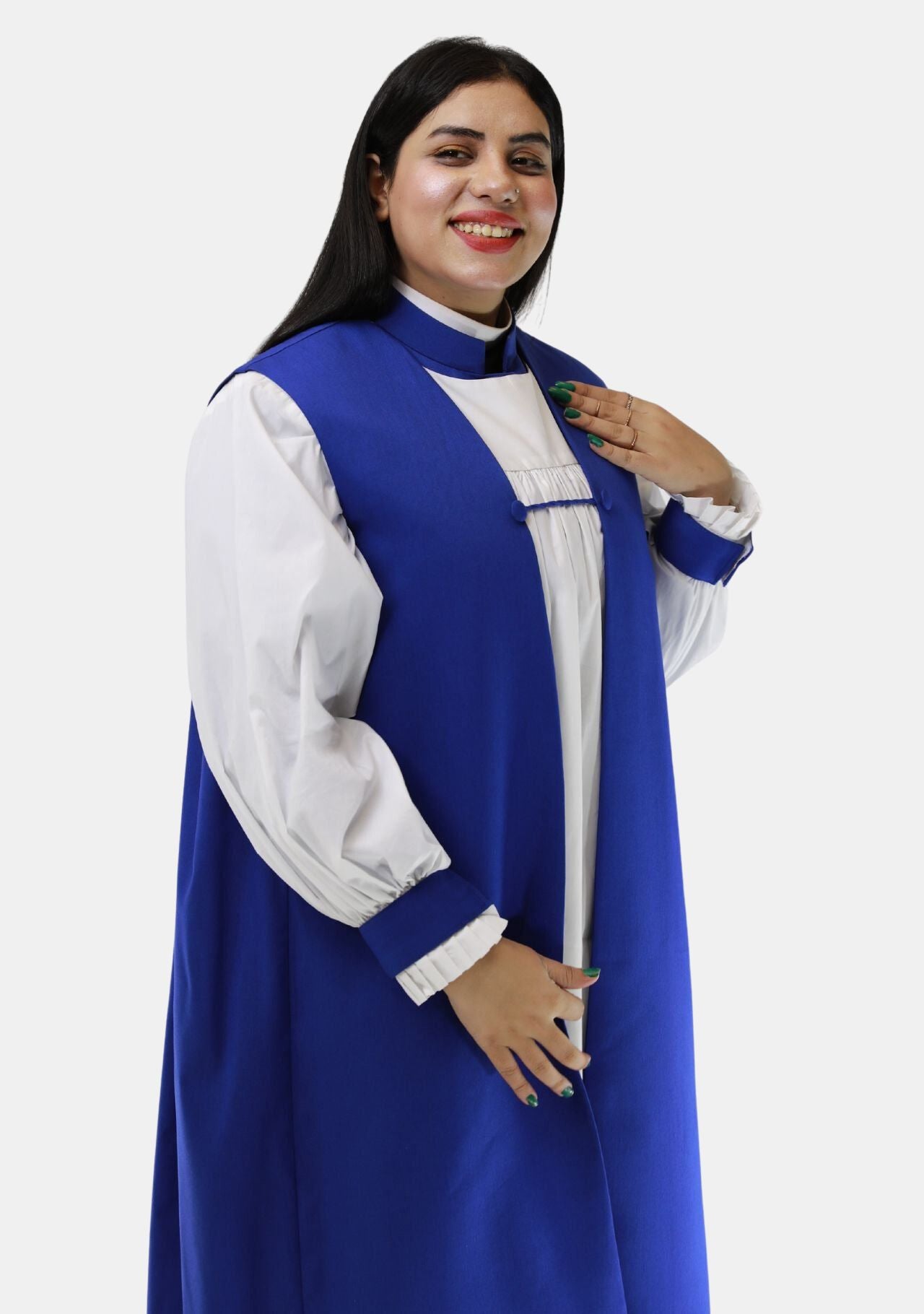 Women Royal Blue Anglican eClergy's Chimere with Soft Tailored Rochet ...