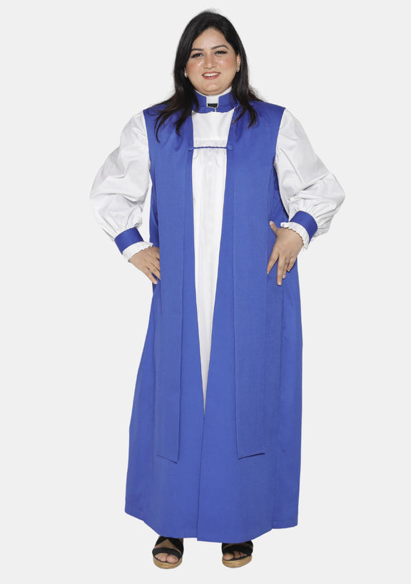 Women Royal Blue Anglican eClergy's Chimere with Soft Tailored Rochet ...