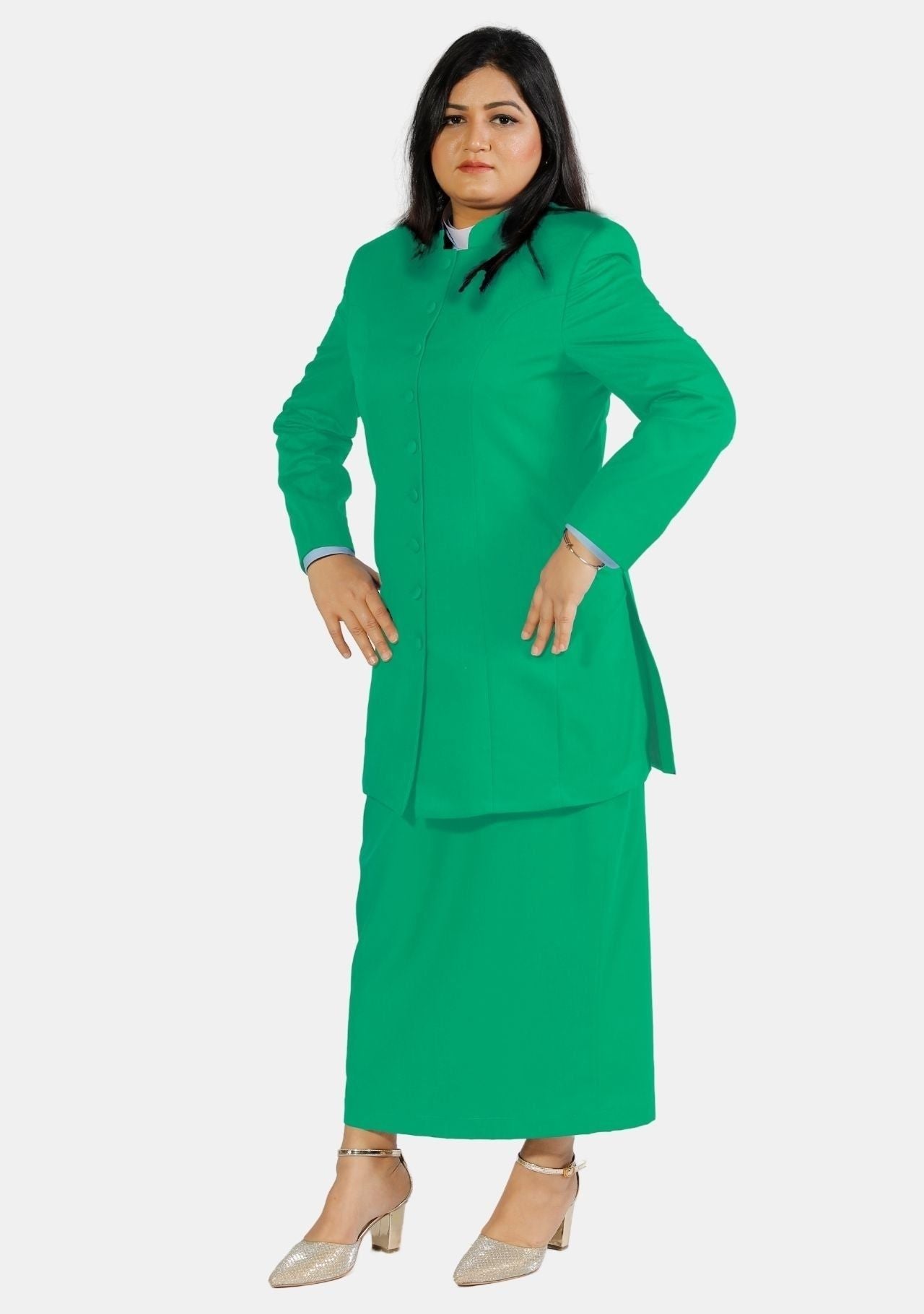 Green Clergy Suit with Side Slits and Soft Padding – eClergys