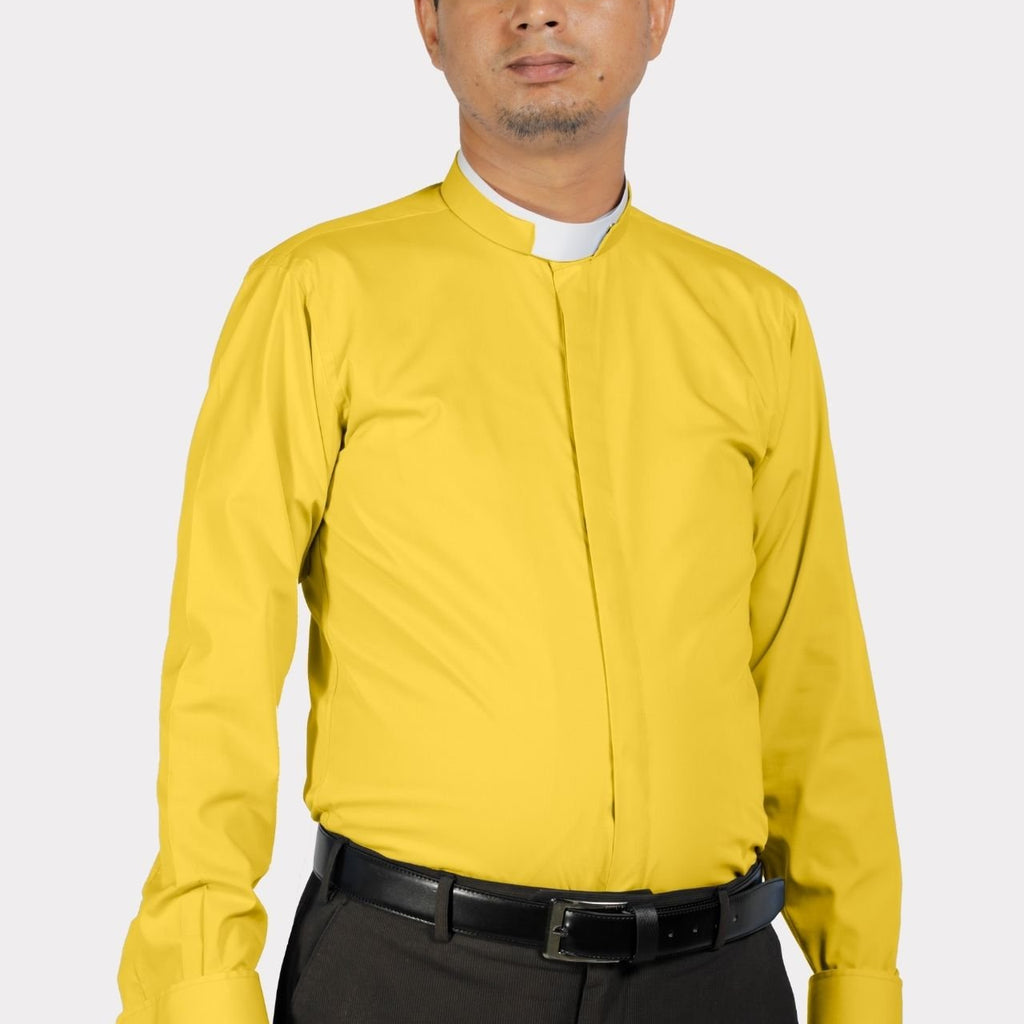 Tonsure Collar Gold Clergy Shirt With French Cuffs – eClergys